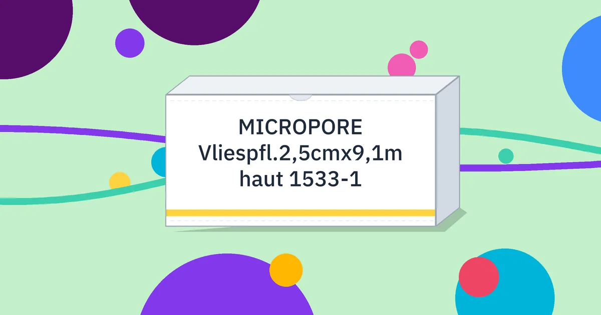 Symbolbild: Packung mit der Aufschrift MICROPORE Vliespfl.2,5cmx9,1m haut 1533-1 (PZN 09007759) – Verfügbarkeit und Bezug in Apotheken in Frankfurt am Main