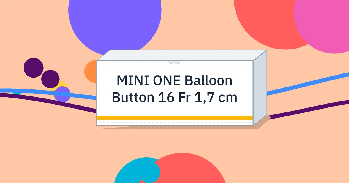 Symbolbild: Packung mit der Aufschrift MINI ONE Balloon Button 16 Fr 1,7 cm (PZN 14342069) – Verfügbarkeit und Bezug in Apotheken in Frankfurt am Main