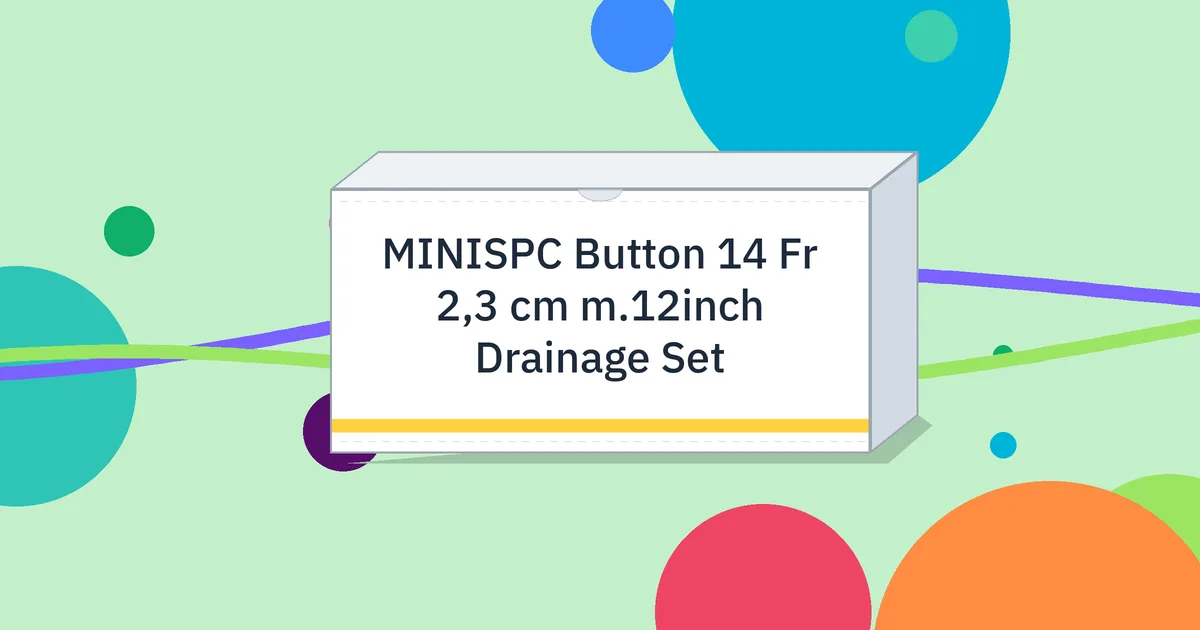 Symbolbild: Packung mit der Aufschrift MINISPC Button 14 Fr 2,3 cm m.12inch Drainage Set (PZN 20820604) – Verfügbarkeit und Bezug in Apotheken in Frankfurt am Main