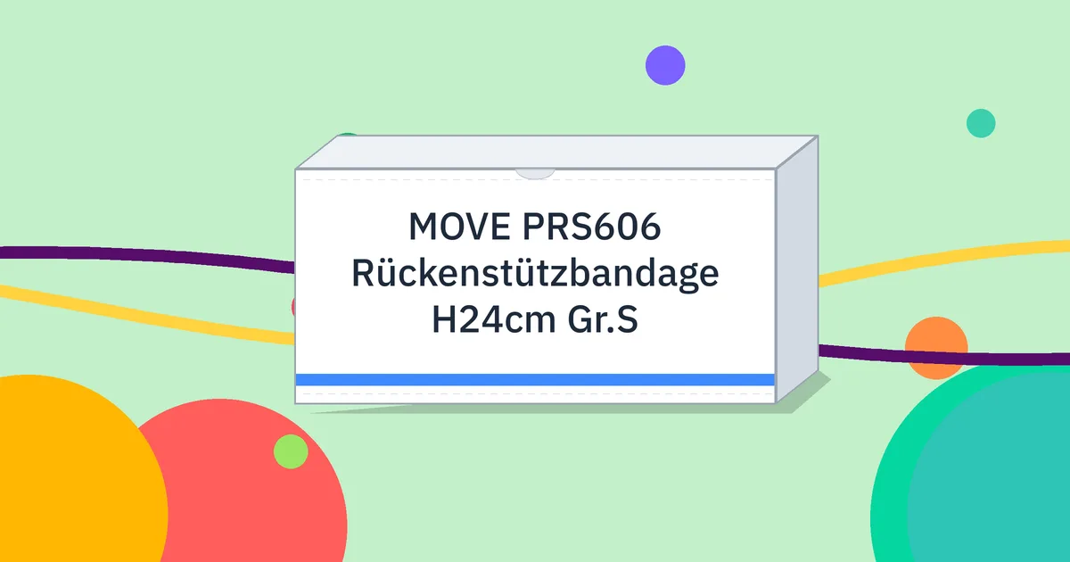 Symbolbild: Packung mit der Aufschrift MOVE PRS606 Rückenstützbandage H24cm Gr.S (PZN 19133347) – Verfügbarkeit und Bezug in Apotheken in Frankfurt am Main