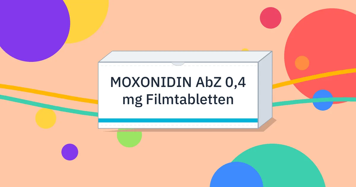 Symbolbild: Packung mit der Aufschrift MOXONIDIN AbZ 0,4 mg Filmtabletten (PZN 00423918) – Verfügbarkeit und Bezug in Apotheken in Frankfurt am Main
