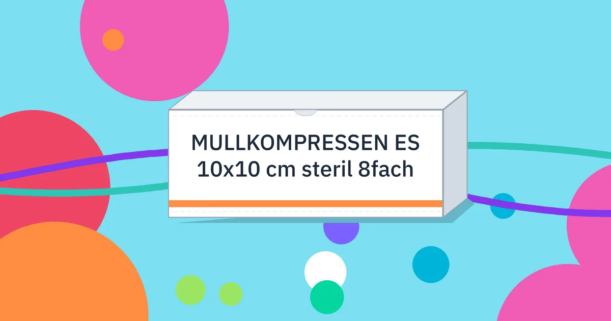 Symbolbild: Packung mit der Aufschrift MULLKOMPRESSEN ES 10x10 cm steril 8fach (PZN 06192093) – Verfügbarkeit und Bezug in Apotheken in Frankfurt am Main