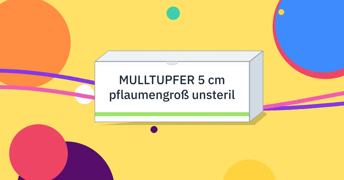 Symbolbild: Packung mit der Aufschrift MULLTUPFER 5 cm pflaumengroß unsteril (PZN 17565404) – Verfügbarkeit und Bezug in Apotheken in Frankfurt am Main