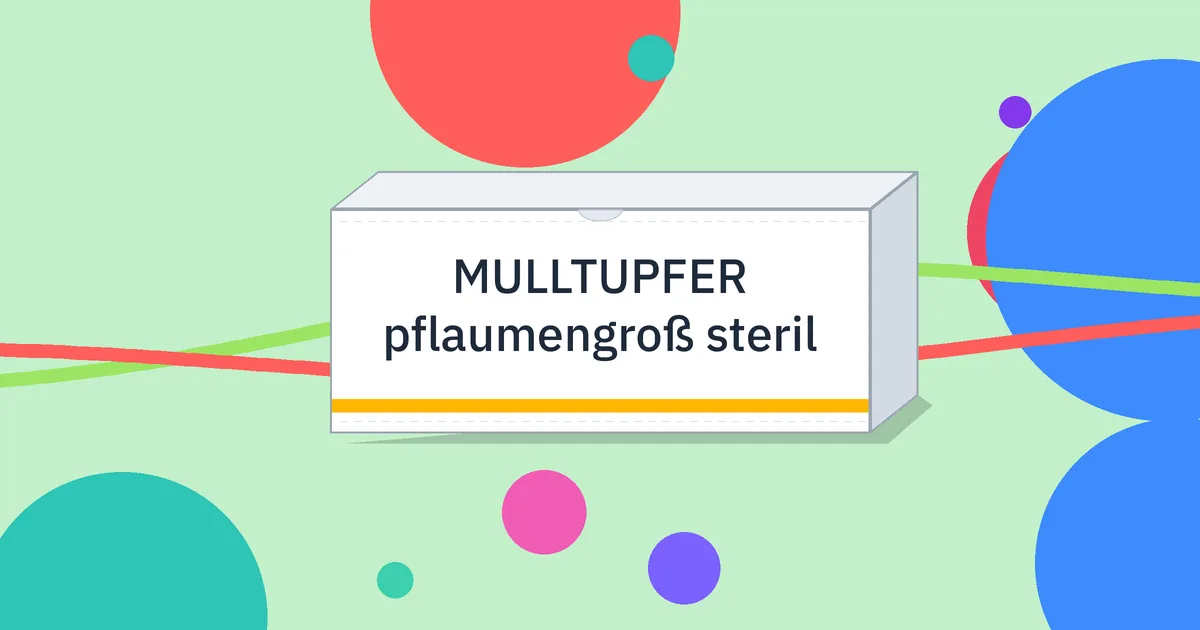 Symbolbild: Packung mit der Aufschrift MULLTUPFER pflaumengroß steril (PZN 03061137) – Verfügbarkeit und Bezug in Apotheken in Frankfurt am Main