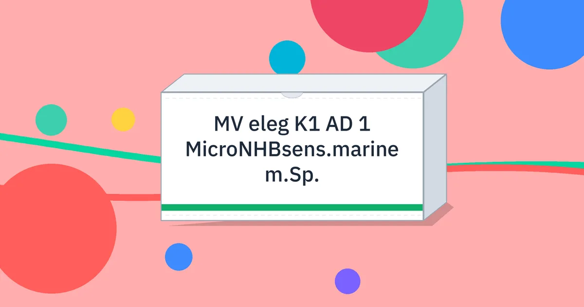 Symbolbild: Packung mit der Aufschrift MV eleg K1 AD 1 MicroNHBsens.marine m.Sp. (PZN 15670108) – Verfügbarkeit und Bezug in Apotheken in Frankfurt am Main