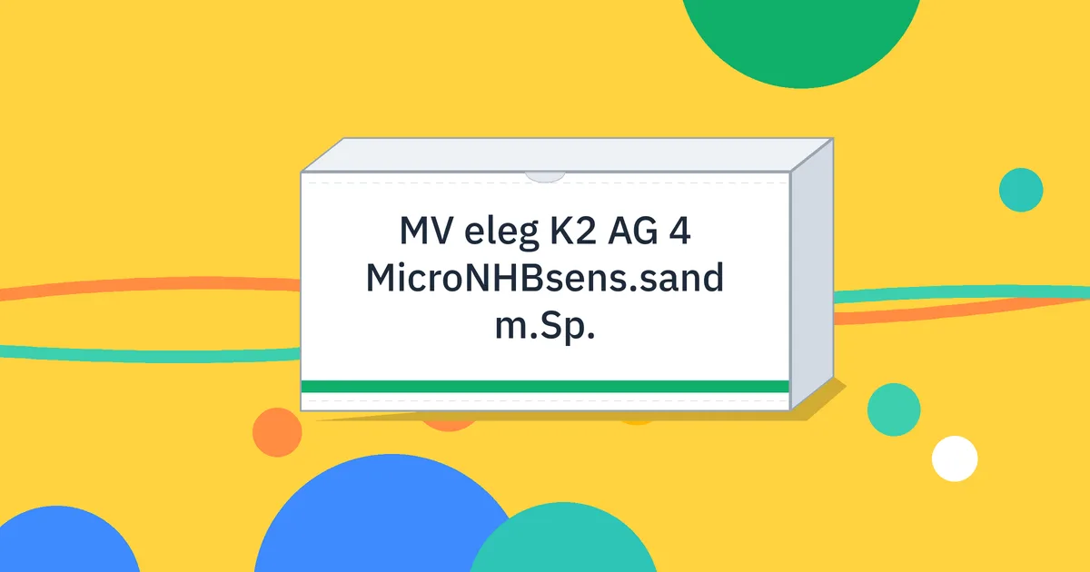 Symbolbild: Packung mit der Aufschrift MV eleg K2 AG 4 MicroNHBsens.sand m.Sp. (PZN 18930490) – Verfügbarkeit und Bezug in Apotheken in Frankfurt am Main