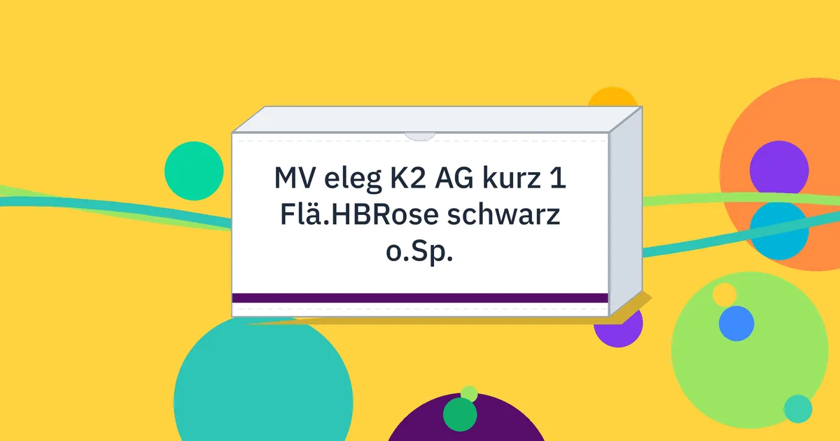 Symbolbild: Packung mit der Aufschrift MV eleg K2 AG kurz 1 Flä.HBRose schwarz o.Sp. (PZN 15705077) – Verfügbarkeit und Bezug in Apotheken in Frankfurt am Main