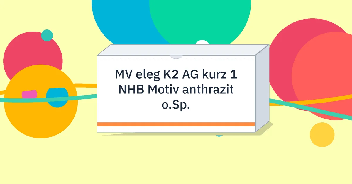Symbolbild: Packung mit der Aufschrift MV eleg K2 AG kurz 1 NHB Motiv anthrazit o.Sp. (PZN 15707283) – Verfügbarkeit und Bezug in Apotheken in Frankfurt am Main