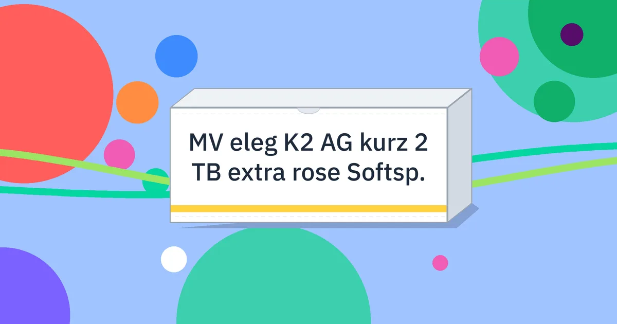 Symbolbild: Packung mit der Aufschrift MV eleg K2 AG kurz 2 TB extra rose Softsp. (PZN 14697016) – Verfügbarkeit und Bezug in Apotheken in Frankfurt am Main