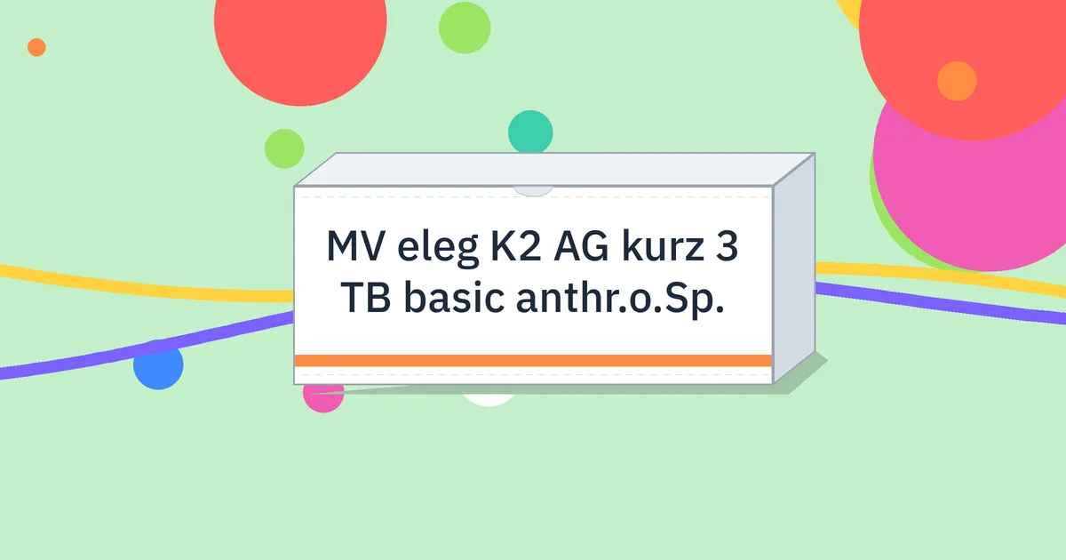 Symbolbild: Packung mit der Aufschrift MV eleg K2 AG kurz 3 TB basic anthr.o.Sp. (PZN 00192838) – Verfügbarkeit und Bezug in Apotheken in Frankfurt am Main