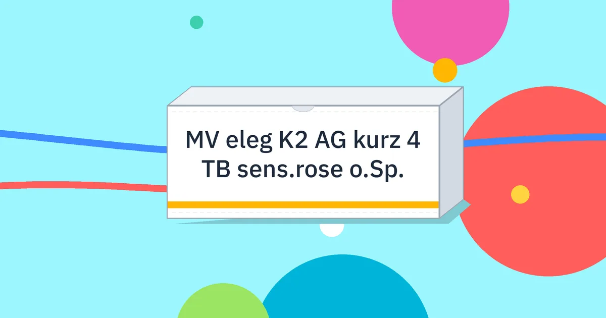 Symbolbild: Packung mit der Aufschrift MV eleg K2 AG kurz 4 TB sens.rose o.Sp. (PZN 14697134) – Verfügbarkeit und Bezug in Apotheken in Frankfurt am Main