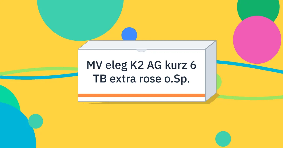 Symbolbild: Packung mit der Aufschrift MV eleg K2 AG kurz 6 TB extra rose o.Sp. (PZN 14696873) – Verfügbarkeit und Bezug in Apotheken in Frankfurt am Main