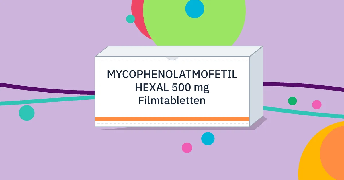 Symbolbild: Packung mit der Aufschrift MYCOPHENOLATMOFETIL HEXAL 500 mg Filmtabletten (PZN 20405383) – Verfügbarkeit und Bezug in Apotheken in Frankfurt am Main