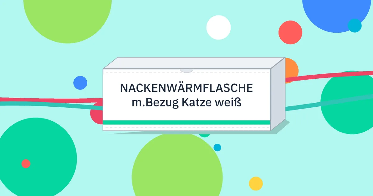 Symbolbild: Packung mit der Aufschrift NACKENWÄRMFLASCHE m.Bezug Katze weiß (PZN 15892240) – Verfügbarkeit und Bezug in Apotheken in Frankfurt am Main