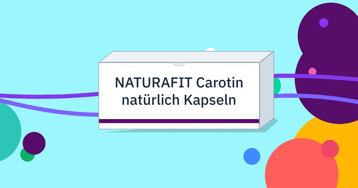 Symbolbild: Packung mit der Aufschrift NATURAFIT Carotin natürlich Kapseln (PZN 04155254) – Verfügbarkeit und Bezug in Apotheken in Frankfurt am Main