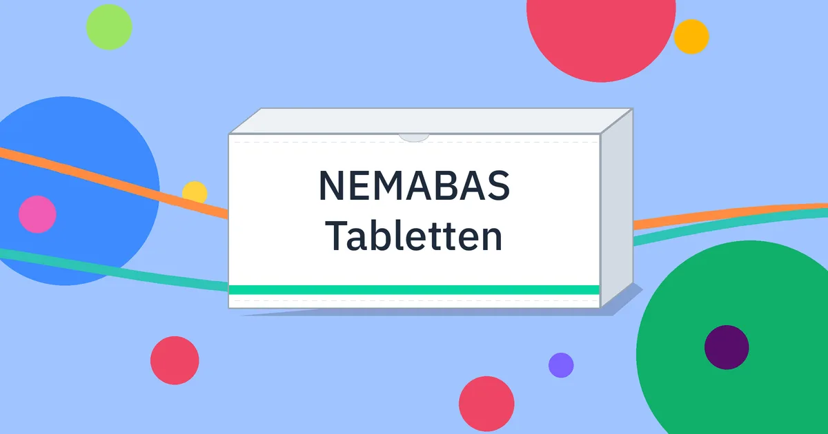 Symbolbild: Packung mit der Aufschrift NEMABAS Tabletten (PZN 00064164) – Verfügbarkeit und Bezug in Apotheken in Frankfurt am Main