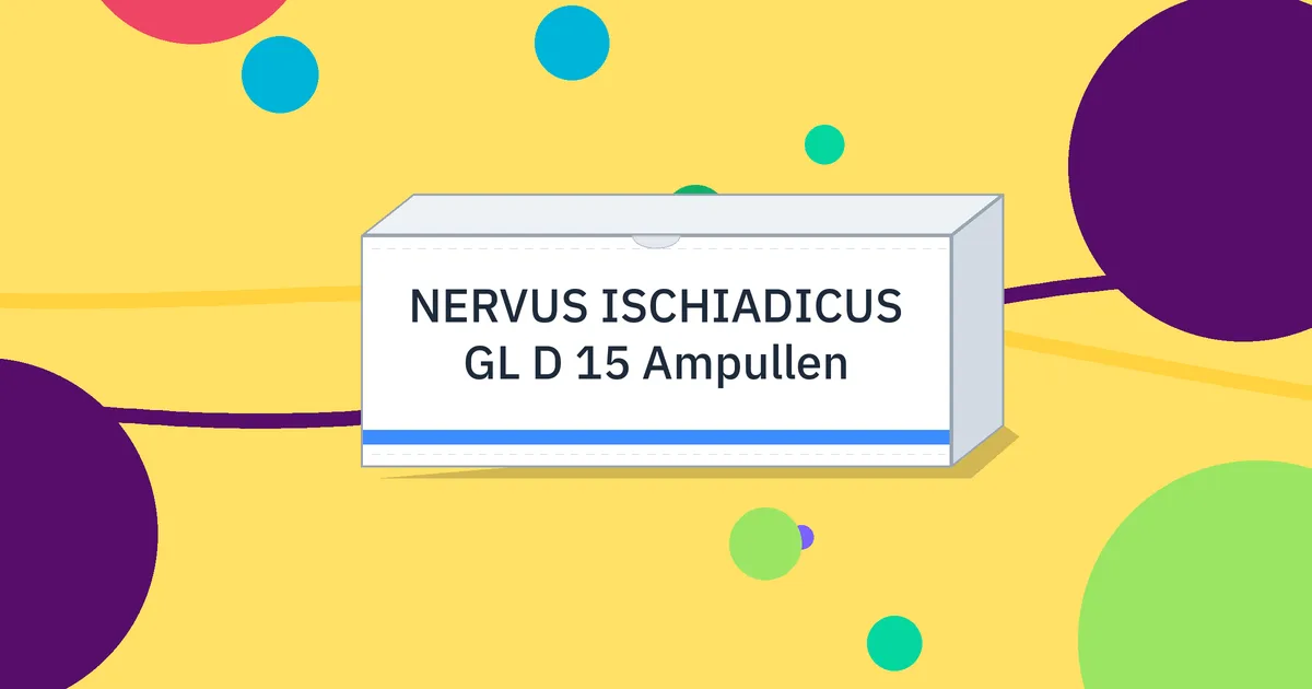 Symbolbild: Packung mit der Aufschrift NERVUS ISCHIADICUS GL D 15 Ampullen (PZN 03355146) – Verfügbarkeit und Bezug in Apotheken in Frankfurt am Main