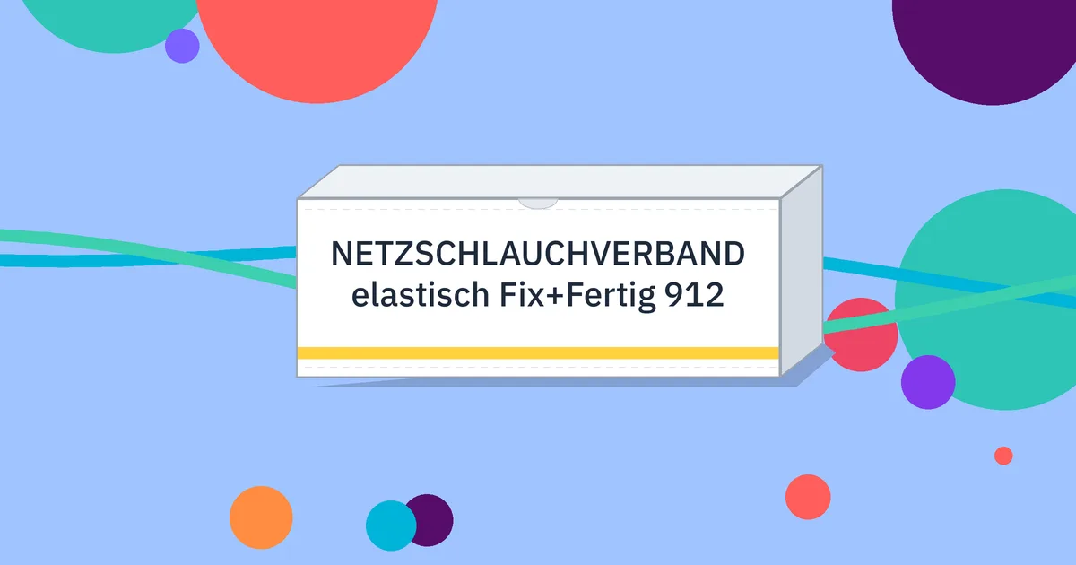 Symbolbild: Packung mit der Aufschrift NETZSCHLAUCHVERBAND elastisch Fix+Fertig 912 (PZN 02092377) – Verfügbarkeit und Bezug in Apotheken in Frankfurt am Main