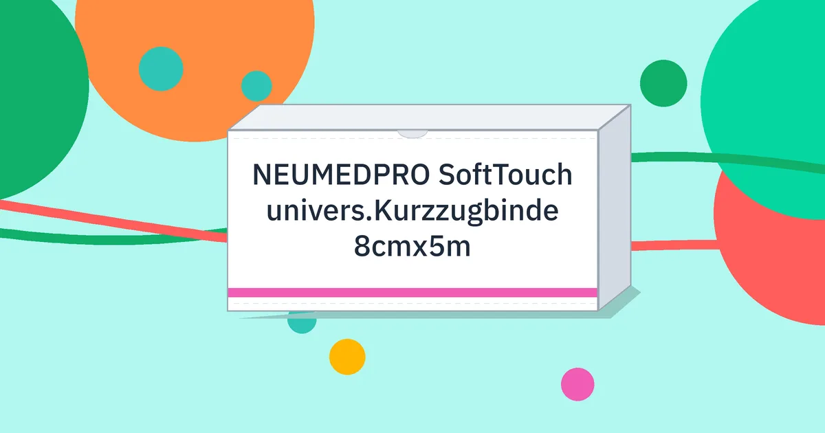 Symbolbild: Packung mit der Aufschrift NEUMEDPRO SoftTouch univers.Kurzzugbinde 8cmx5m (PZN 19554008) – Verfügbarkeit und Bezug in Apotheken in Frankfurt am Main