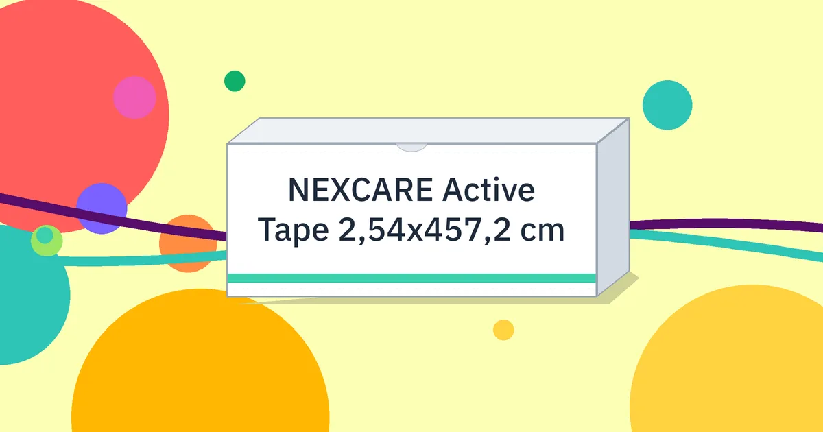 Symbolbild: Packung mit der Aufschrift NEXCARE Active Tape 2,54x457,2 cm (PZN 15606576) – Verfügbarkeit und Bezug in Apotheken in Frankfurt am Main