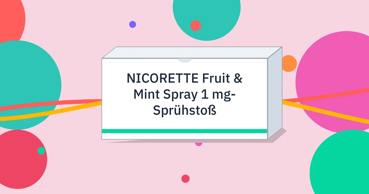 Symbolbild: Packung mit der Aufschrift NICORETTE Fruit & Mint Spray 1 mg-Sprühstoß (PZN 17450285) – Verfügbarkeit und Bezug in Apotheken in Frankfurt am Main