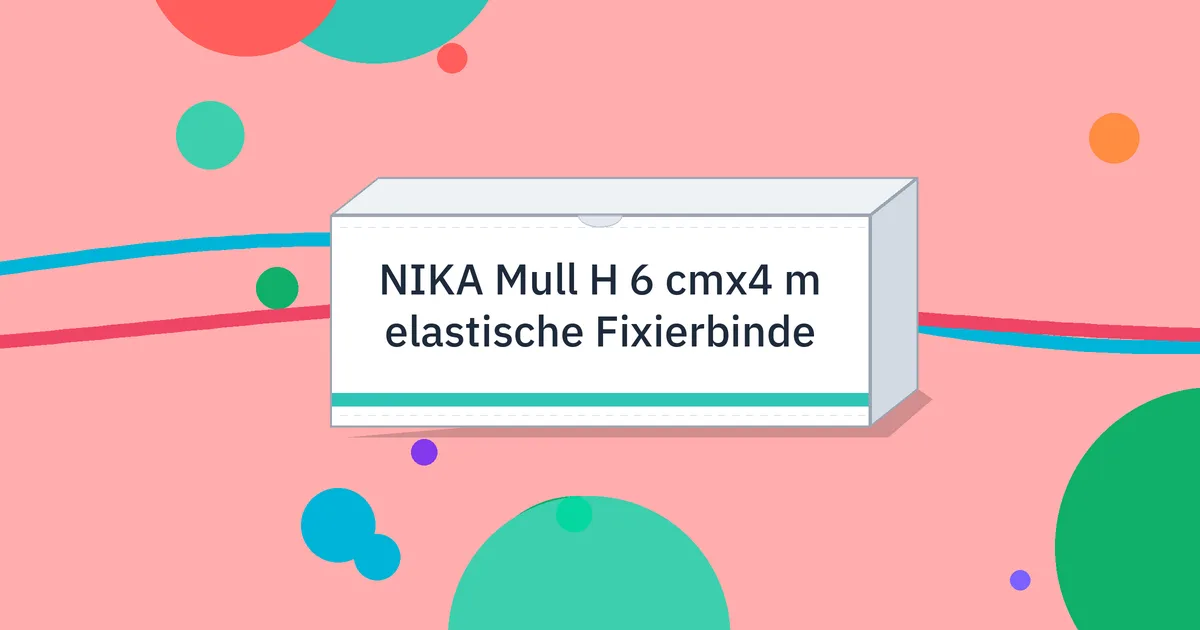 Symbolbild: Packung mit der Aufschrift NIKA Mull H 6 cmx4 m elastische Fixierbinde (PZN 18171972) – Verfügbarkeit und Bezug in Apotheken in Frankfurt am Main