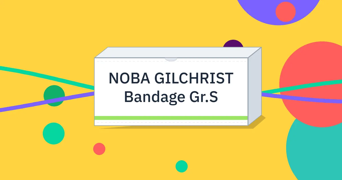 Symbolbild: Packung mit der Aufschrift NOBA GILCHRIST Bandage Gr.S (PZN 06469672) – Verfügbarkeit und Bezug in Apotheken in Frankfurt am Main