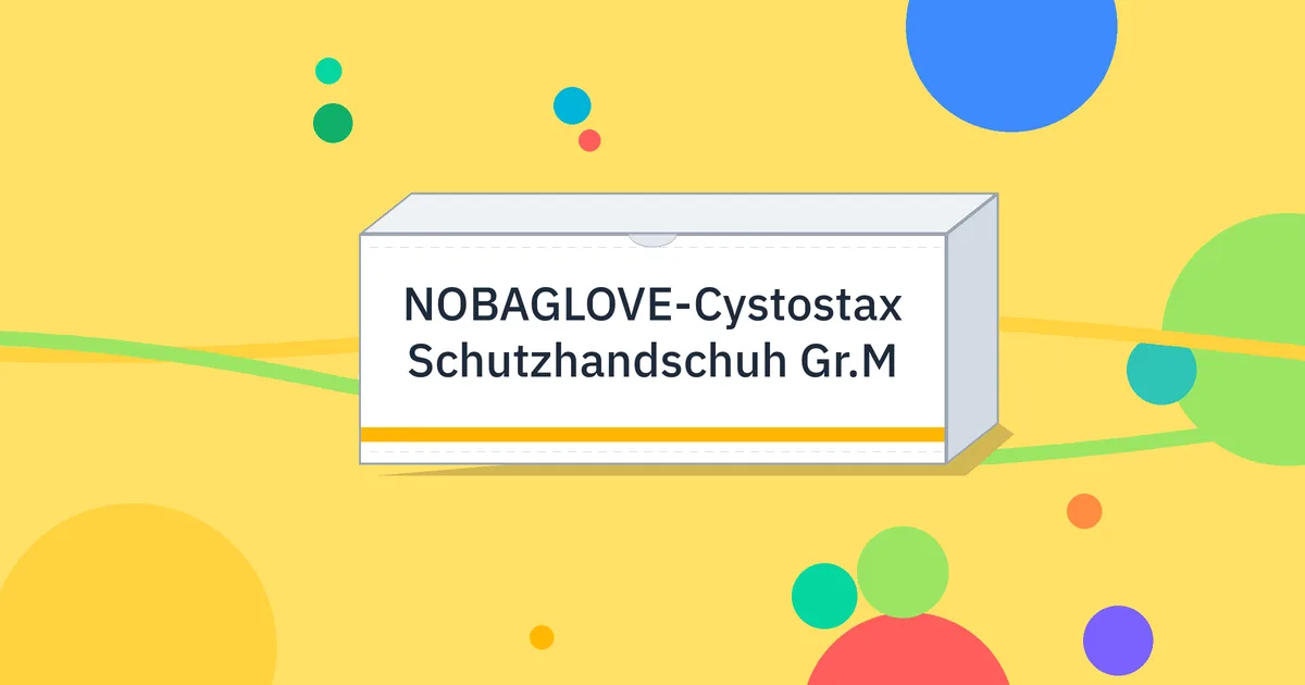 Symbolbild: Packung mit der Aufschrift NOBAGLOVE-Cystostax Schutzhandschuh Gr.M (PZN 10086793) – Verfügbarkeit und Bezug in Apotheken in Frankfurt am Main