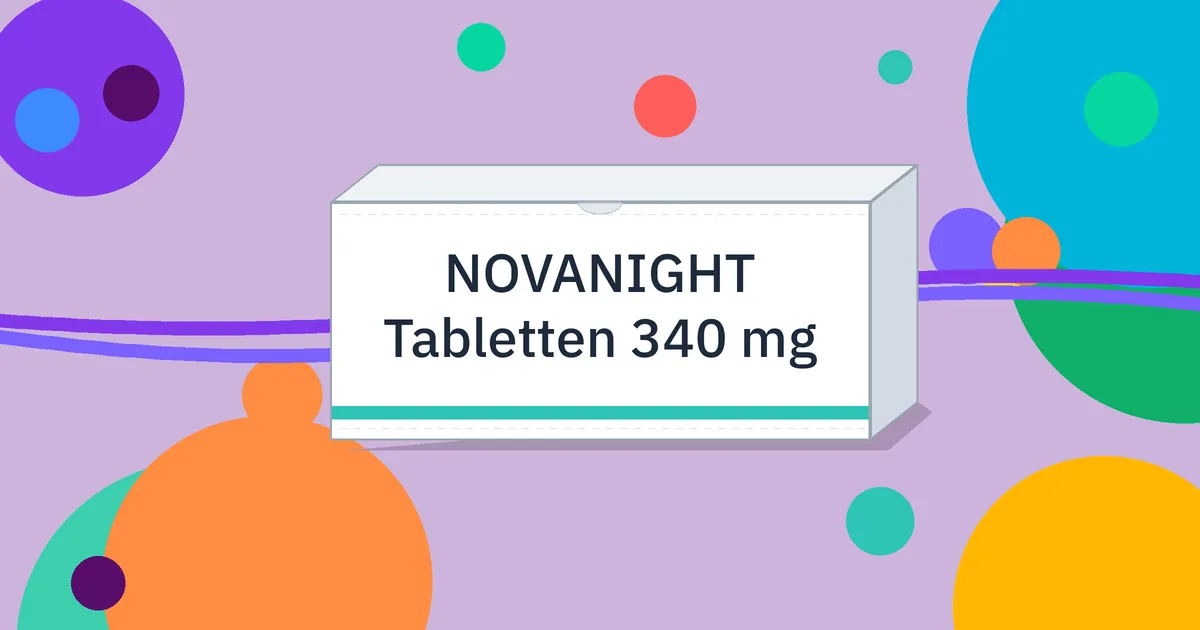 Symbolbild: Packung mit der Aufschrift NOVANIGHT Tabletten 340 mg (PZN 17454432) – Verfügbarkeit und Bezug in Apotheken in Frankfurt am Main