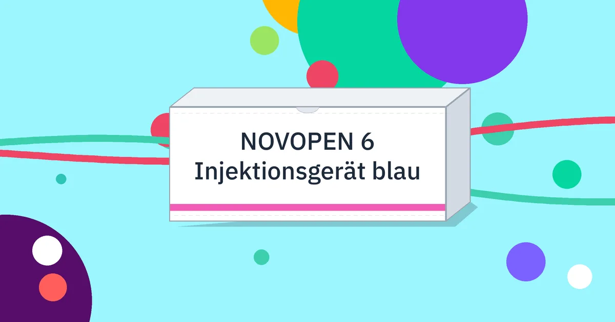 Symbolbild: Packung mit der Aufschrift NOVOPEN 6 Injektionsgerät blau (PZN 18363737) – Verfügbarkeit und Bezug in Apotheken in Frankfurt am Main