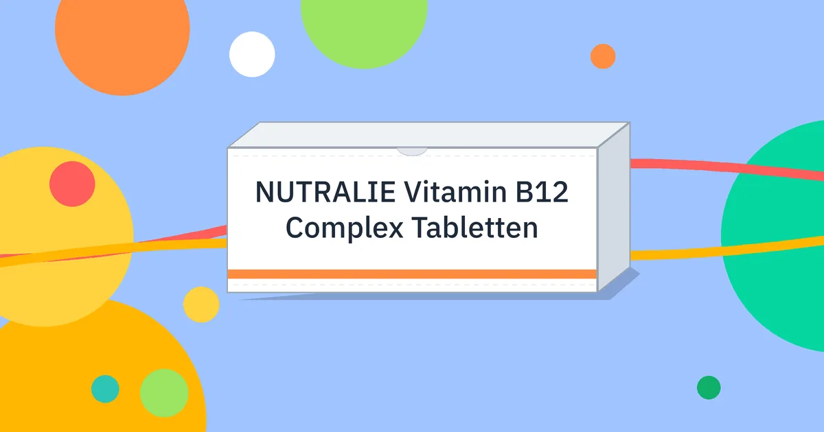 Symbolbild: Packung mit der Aufschrift NUTRALIE Vitamin B12 Complex Tabletten (PZN 18408078) – Verfügbarkeit und Bezug in Apotheken in Frankfurt am Main
