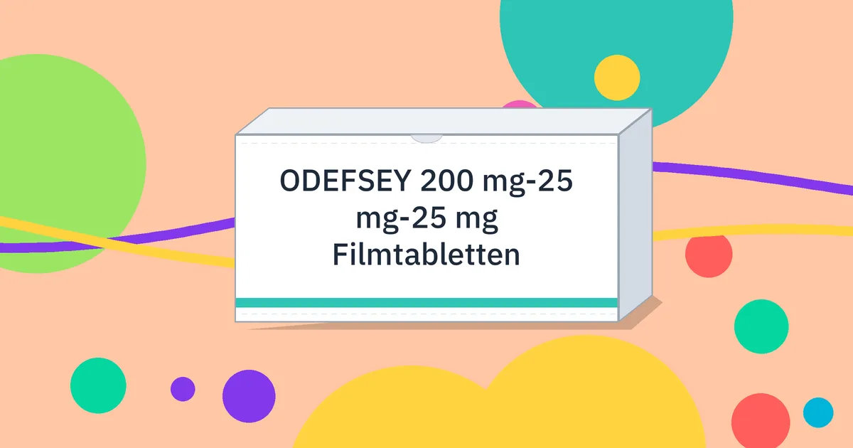 Symbolbild: Packung mit der Aufschrift ODEFSEY 200 mg-25 mg-25 mg Filmtabletten (PZN 16840529) – Verfügbarkeit und Bezug in Apotheken in Frankfurt am Main