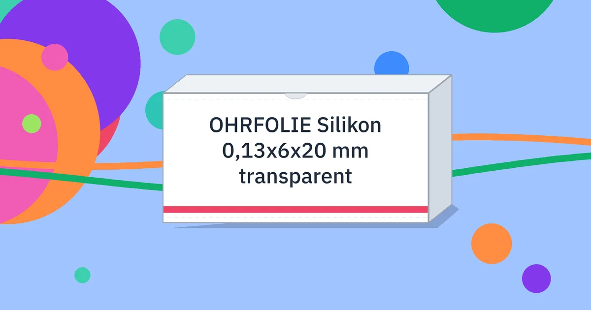 Symbolbild: Packung mit der Aufschrift OHRFOLIE Silikon 0,13x6x20 mm transparent (PZN 20065562) – Verfügbarkeit und Bezug in Apotheken in Frankfurt am Main