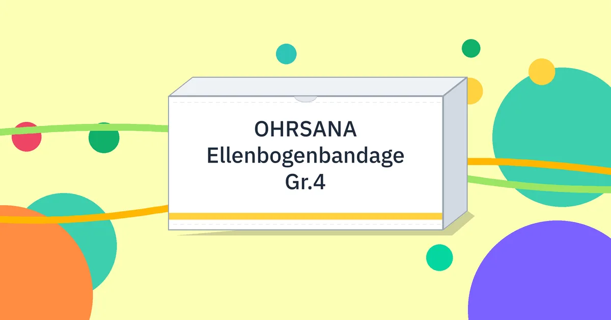 Symbolbild: Packung mit der Aufschrift OHRSANA Ellenbogenbandage Gr.4 (PZN 02669977) – Verfügbarkeit und Bezug in Apotheken in Frankfurt am Main