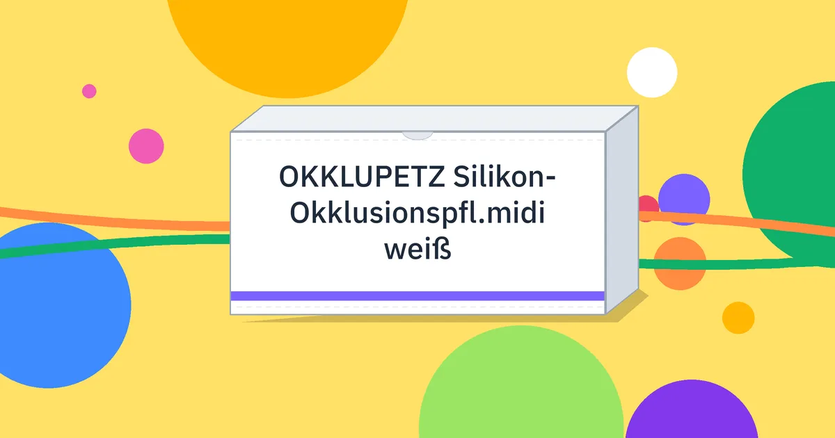 Symbolbild: Packung mit der Aufschrift OKKLUPETZ Silikon-Okklusionspfl.midi weiß (PZN 19227930) – Verfügbarkeit und Bezug in Apotheken in Frankfurt am Main