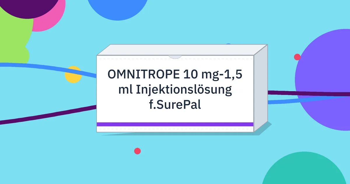 Symbolbild: Packung mit der Aufschrift OMNITROPE 10 mg-1,5 ml Injektionslösung f.SurePal (PZN 19401084) – Verfügbarkeit und Bezug in Apotheken in Frankfurt am Main