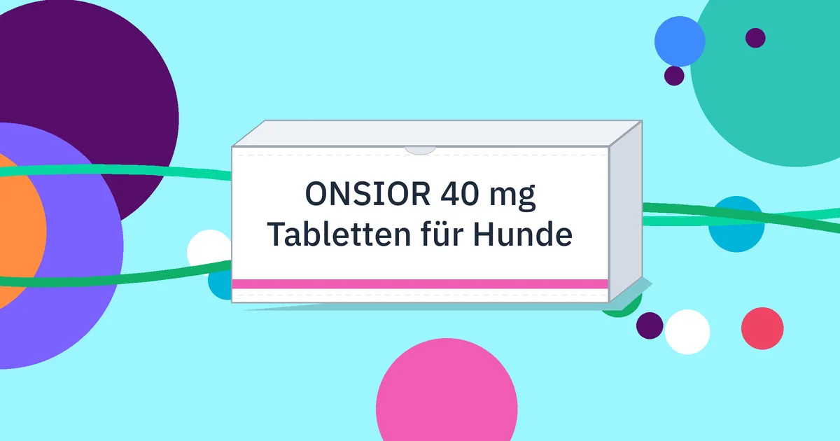 Symbolbild: Packung mit der Aufschrift ONSIOR 40 mg Tabletten für Hunde (PZN 16943347) – Verfügbarkeit und Bezug in Apotheken in Frankfurt am Main