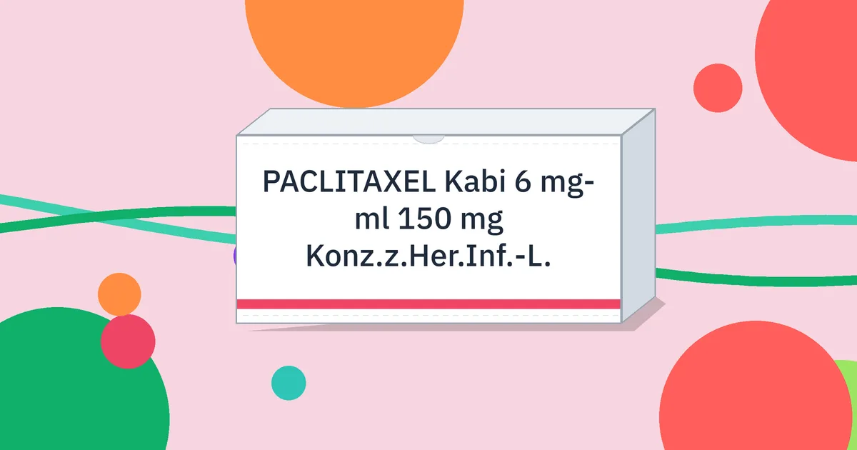Symbolbild: Packung mit der Aufschrift PACLITAXEL Kabi 6 mg-ml 150 mg Konz.z.Her.Inf.-L. (PZN 07752275) – Verfügbarkeit und Bezug in Apotheken in Frankfurt am Main