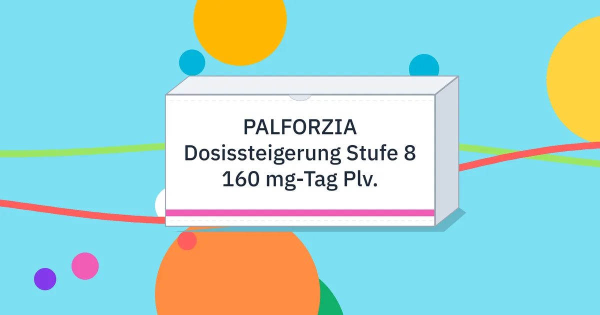 Symbolbild: Packung mit der Aufschrift PALFORZIA Dosissteigerung Stufe 8 160 mg-Tag Plv. (PZN 16903253) – Verfügbarkeit und Bezug in Apotheken in Frankfurt am Main