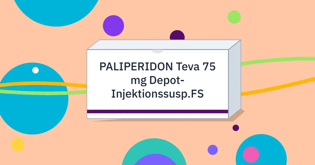 Symbolbild: Packung mit der Aufschrift PALIPERIDON Teva 75 mg Depot-Injektionssusp.FS (PZN 19481781) – Verfügbarkeit und Bezug in Apotheken in Frankfurt am Main