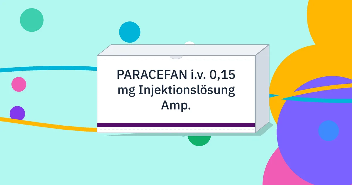 Symbolbild: Packung mit der Aufschrift PARACEFAN i.v. 0,15 mg Injektionslösung Amp. (PZN 15198812) – Verfügbarkeit und Bezug in Apotheken in Frankfurt am Main