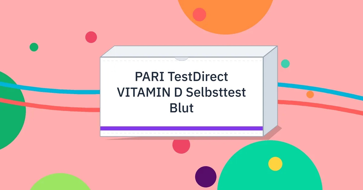 Symbolbild: Packung mit der Aufschrift PARI TestDirect VITAMIN D Selbsttest Blut (PZN 18758660) – Verfügbarkeit und Bezug in Apotheken in Frankfurt am Main
