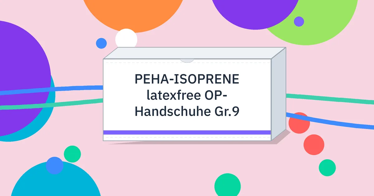Symbolbild: Packung mit der Aufschrift PEHA-ISOPRENE latexfree OP-Handschuhe Gr.9 (PZN 10387075) – Verfügbarkeit und Bezug in Apotheken in Frankfurt am Main