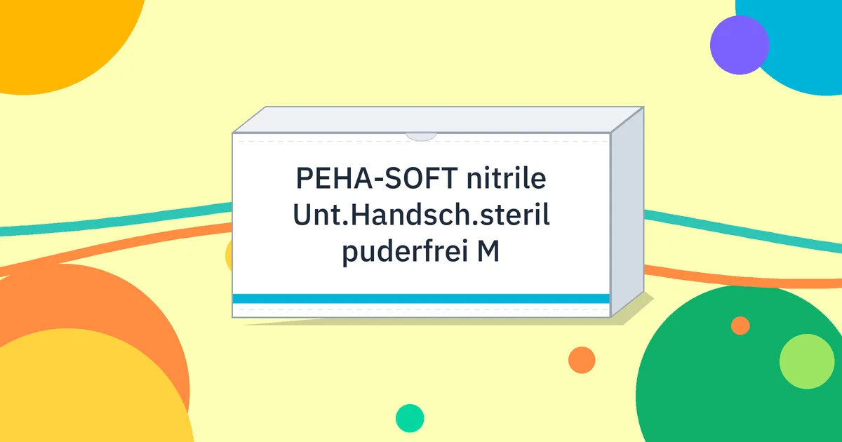 Symbolbild: Packung mit der Aufschrift PEHA-SOFT nitrile Unt.Handsch.steril puderfrei M (PZN 19770203) – Verfügbarkeit und Bezug in Apotheken in Frankfurt am Main