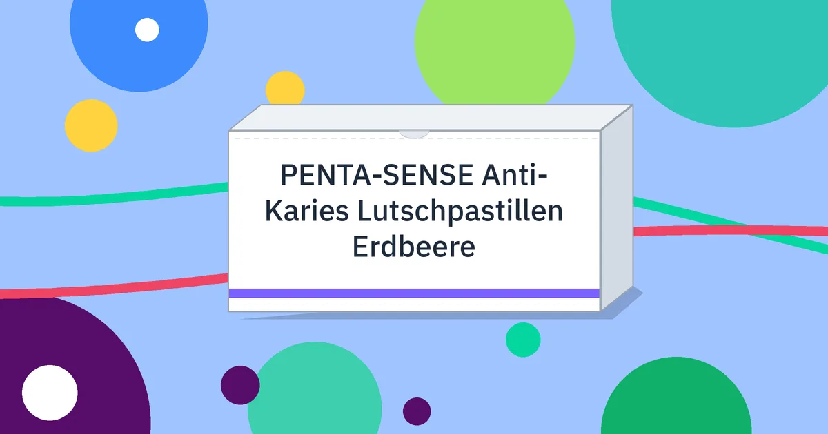 Symbolbild: Packung mit der Aufschrift PENTA-SENSE Anti-Karies Lutschpastillen Erdbeere (PZN 17872230) – Verfügbarkeit und Bezug in Apotheken in Frankfurt am Main