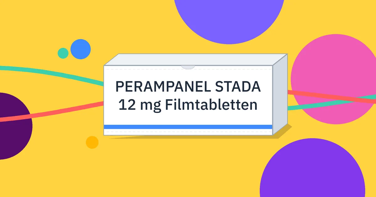 Symbolbild: Packung mit der Aufschrift PERAMPANEL STADA 12 mg Filmtabletten (PZN 20143440) – Verfügbarkeit und Bezug in Apotheken in Frankfurt am Main