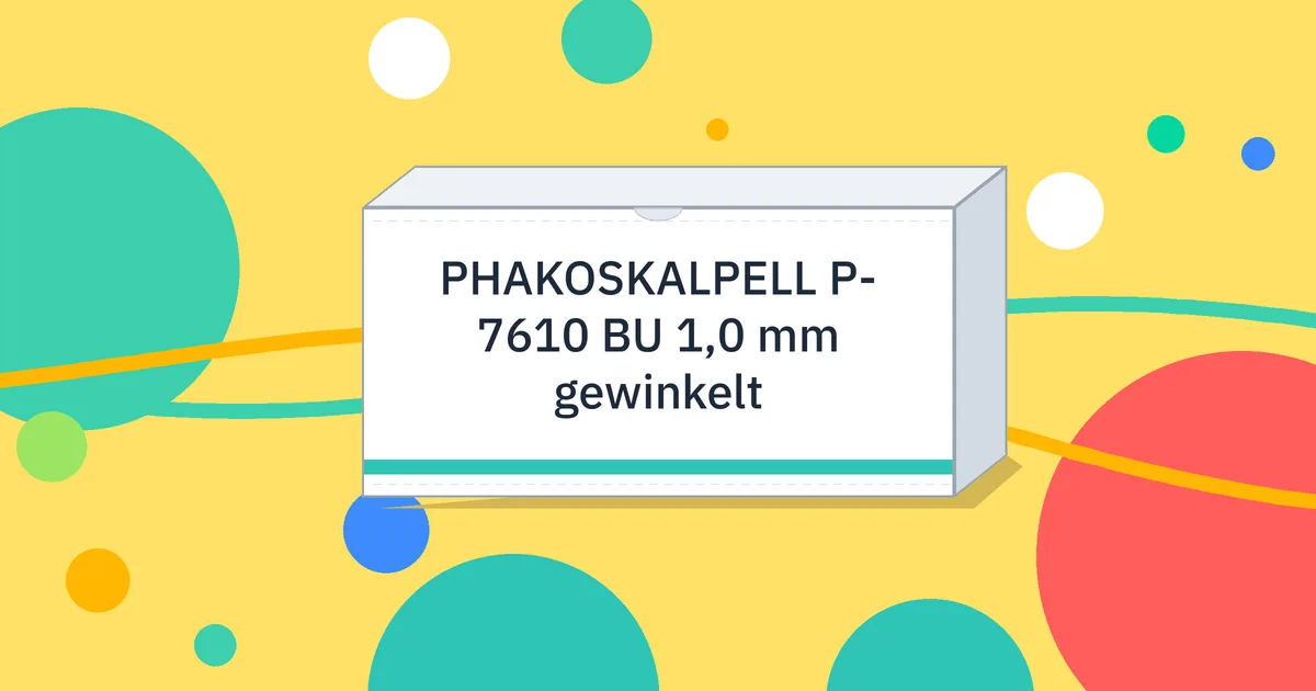 Symbolbild: Packung mit der Aufschrift PHAKOSKALPELL P-7610 BU 1,0 mm gewinkelt (PZN 09535346) – Verfügbarkeit und Bezug in Apotheken in Frankfurt am Main
