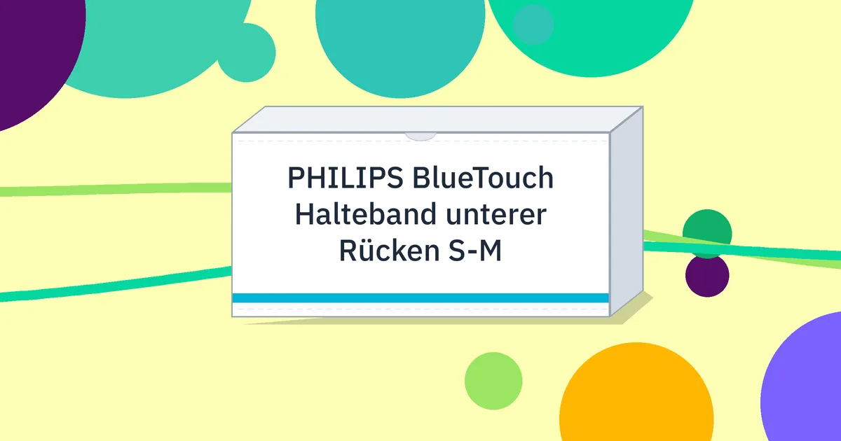 Symbolbild: Packung mit der Aufschrift PHILIPS BlueTouch Halteband unterer Rücken S-M (PZN 10108201) – Verfügbarkeit und Bezug in Apotheken in Frankfurt am Main