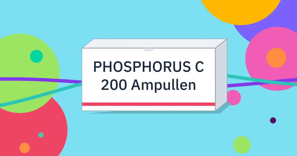 Symbolbild: Packung mit der Aufschrift PHOSPHORUS C 200 Ampullen (PZN 11707613) – Verfügbarkeit und Bezug in Apotheken in Frankfurt am Main