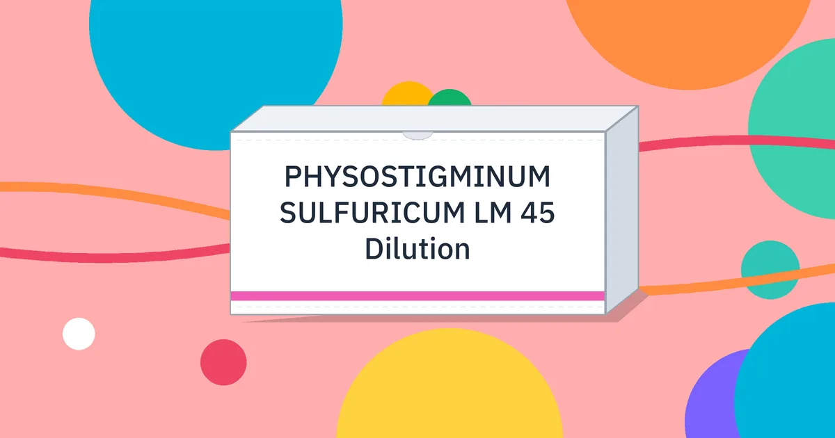 Symbolbild: Packung mit der Aufschrift PHYSOSTIGMINUM SULFURICUM LM 45 Dilution (PZN 13640451) – Verfügbarkeit und Bezug in Apotheken in Frankfurt am Main